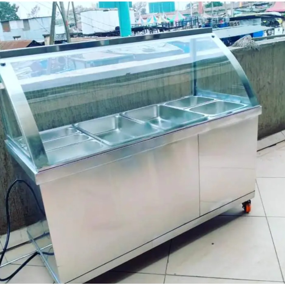 Stainless Steel Electric Food Warmer & Display Counter – 6 Tray Bain ...