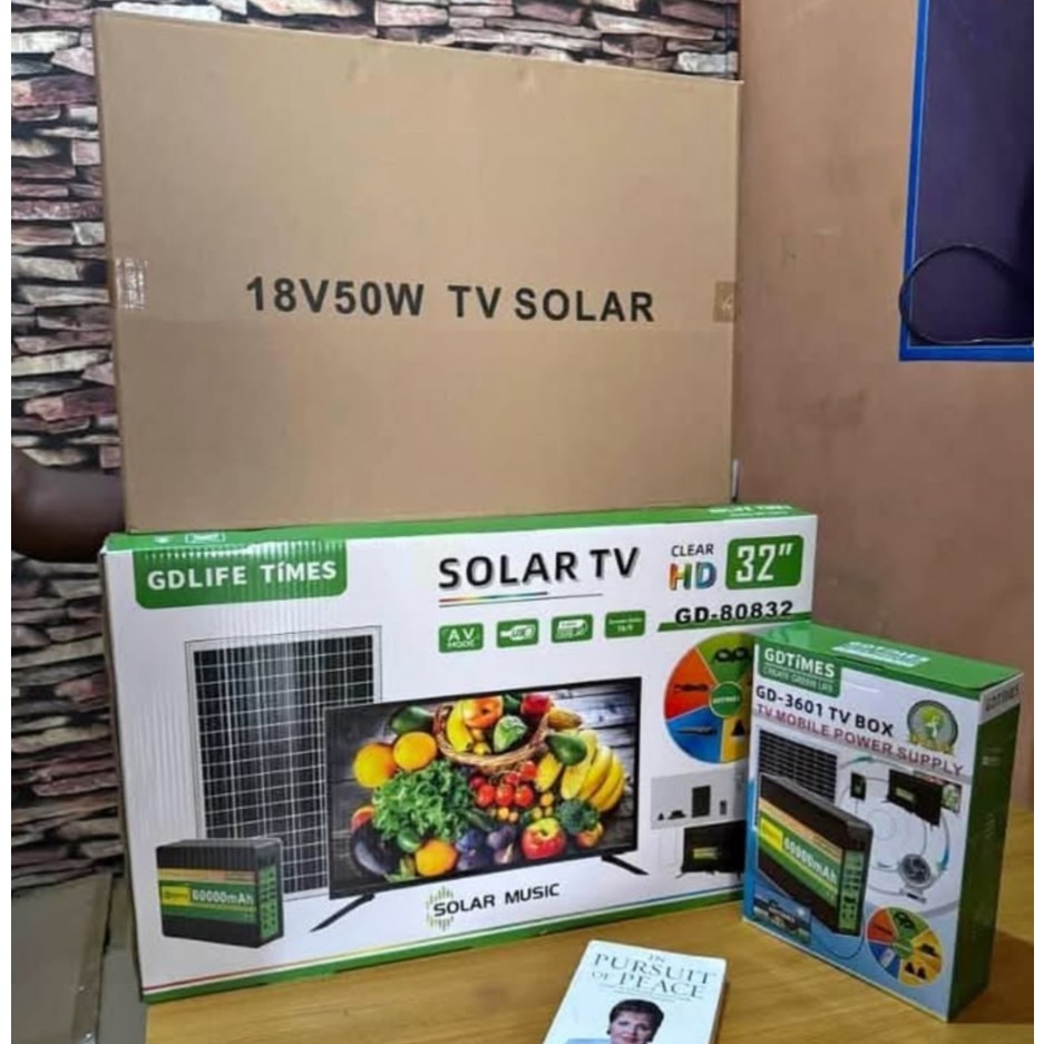 GDLIFE Times 32 Inch Solar TV Kit with Panel, Battery, TV Box ...