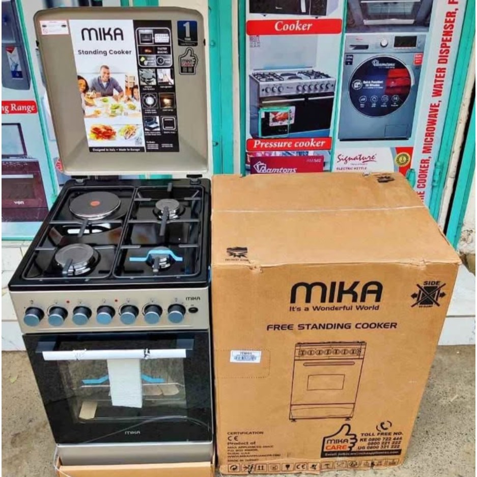MIKA 50x60cm Standing Cooker – 3 Gas + 1 Electric with Electric Oven ...